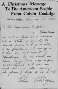 CALVIN COOLIDGE: CHRISTMAS 1927 - War Room - U.S. Army War College